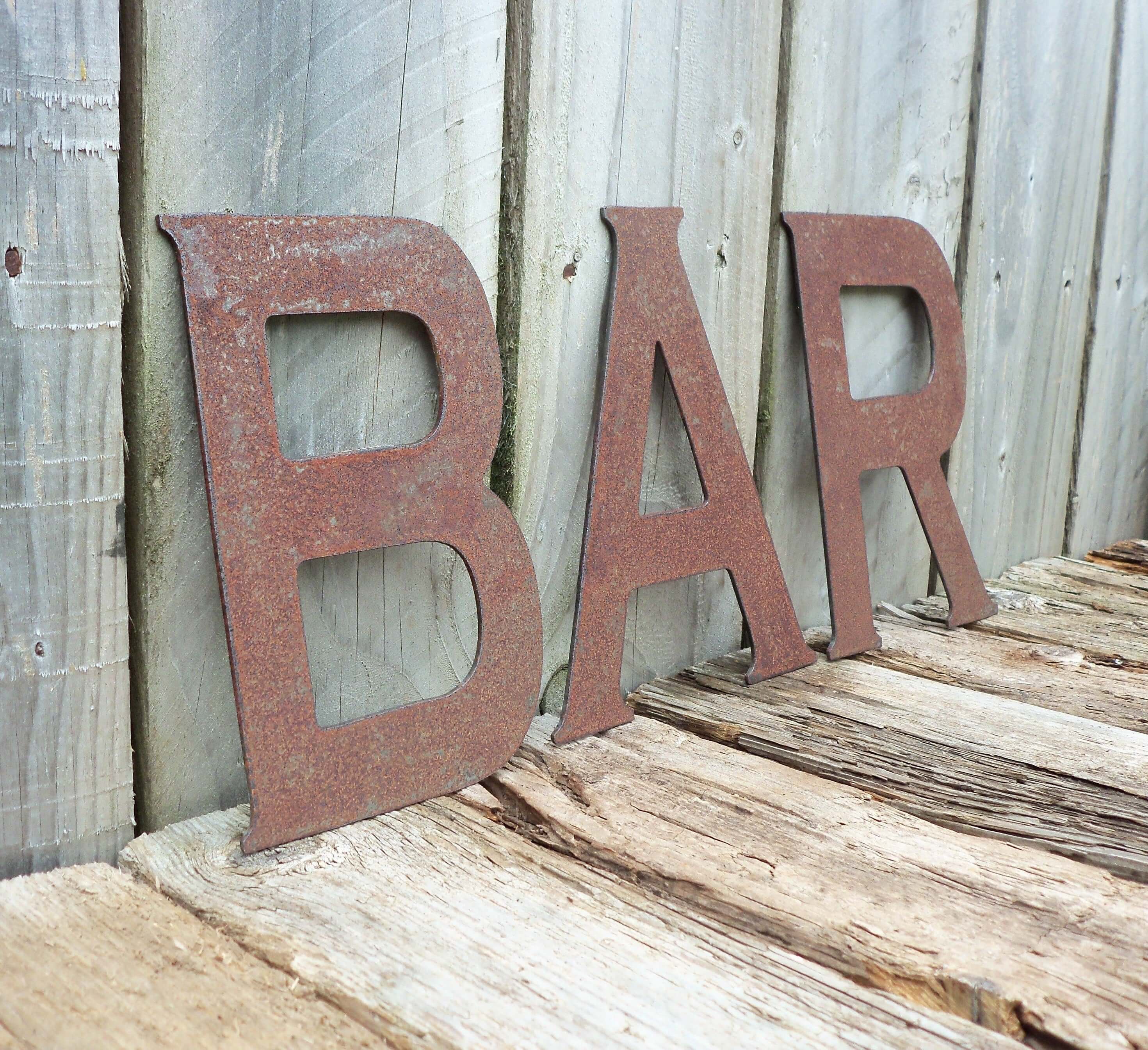 Rusty Metal BAR Sign Letters - 8" Garden Decoration – Really Raw Creations